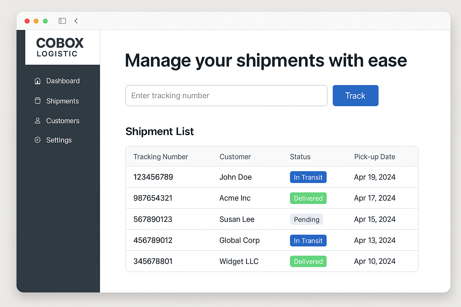 Co-Box Logistics | Gestión de Flotas de Transporte